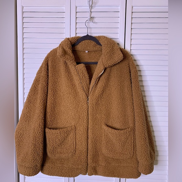 Source Unknown | Jackets & Coats | Fuzzy Brown Classy Winter Jacket ...